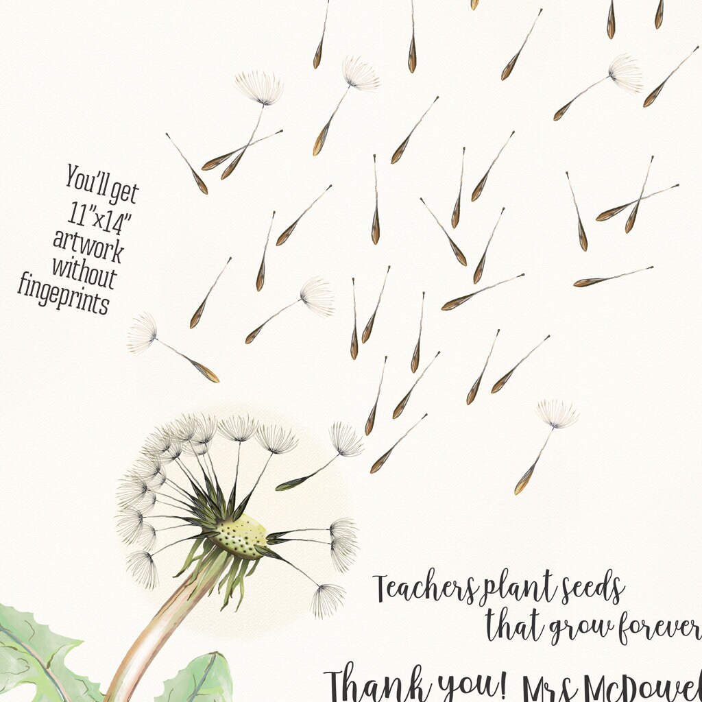 Dandelion Thumbprint, Gift for Teacher, Appreciation, Thank You ...
