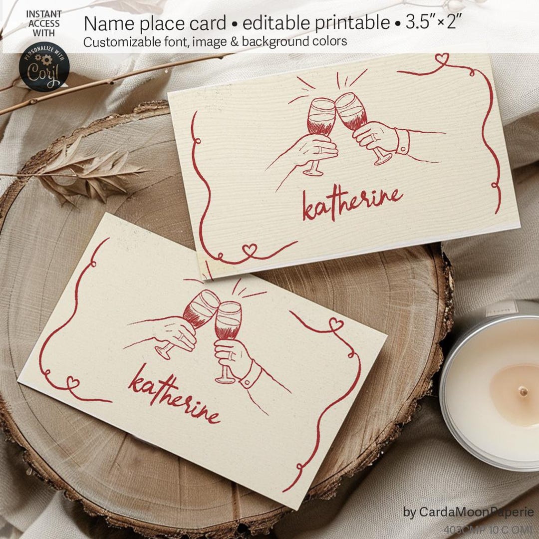 Name Place Card, Editable Name Card, Party Name Personalized Colors ...