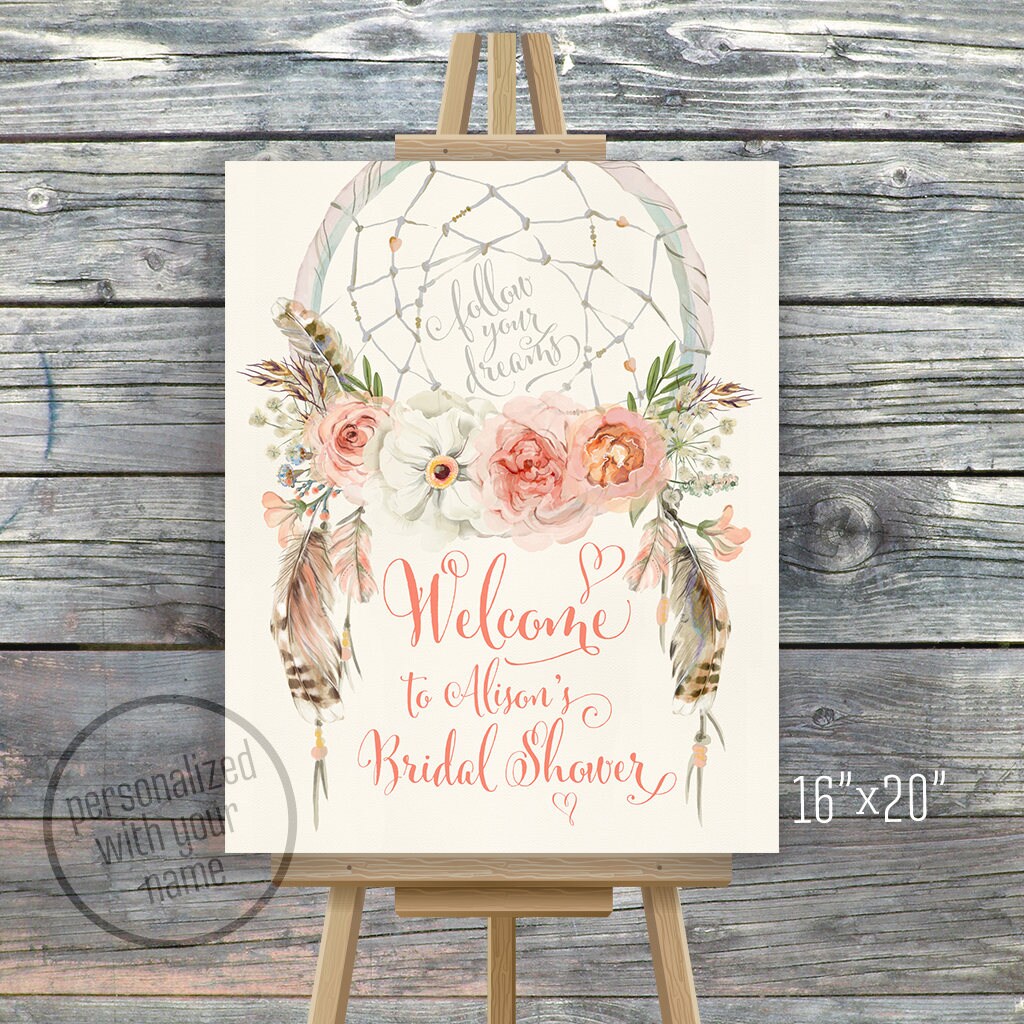 Welcome sign dreamcatcher baby or bridal shower boho arrows | Etsy