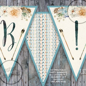 Tribal Banner, Complete Alphabet, A–Z, B–day, Shower Birthday Boho ...