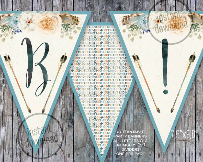 Tribal Banner, Complete Alphabet, A–Z, B–day, Shower Birthday Boho ...