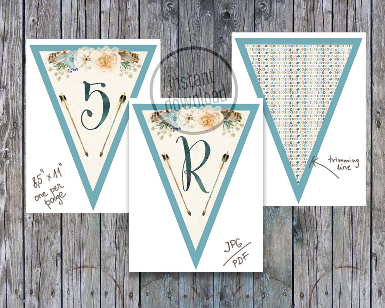 Tribal Banner, Complete Alphabet, A–Z, B–day, Shower Birthday Boho ...
