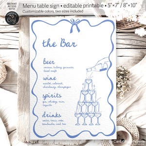 Whimsical Wedding Bar Drink Menu Sign Party Drinks Editable Handdrawn ...