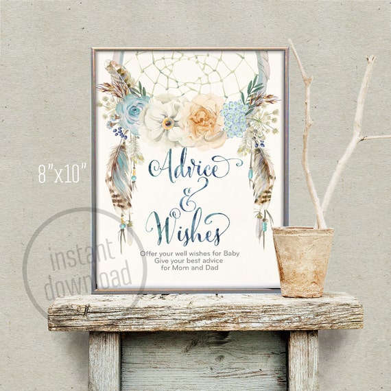 Advice and Wishes Table Sign Dreamcatcher Baby Shower Tribal | Etsy