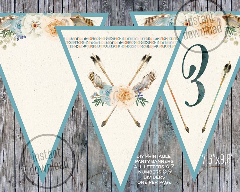 Tribal Banner, Complete Alphabet, A–Z, B–day, Shower Birthday Boho ...