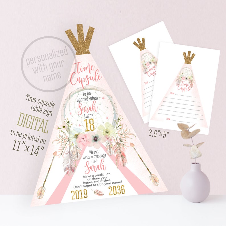 Time Capsule Tee Pee sign and wishes card. First birthday baby | Etsy