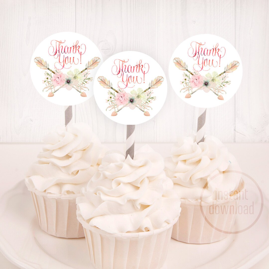 Thank You Cupcake Toppers. 2x2 Puncher. Instant Downloads - Etsy