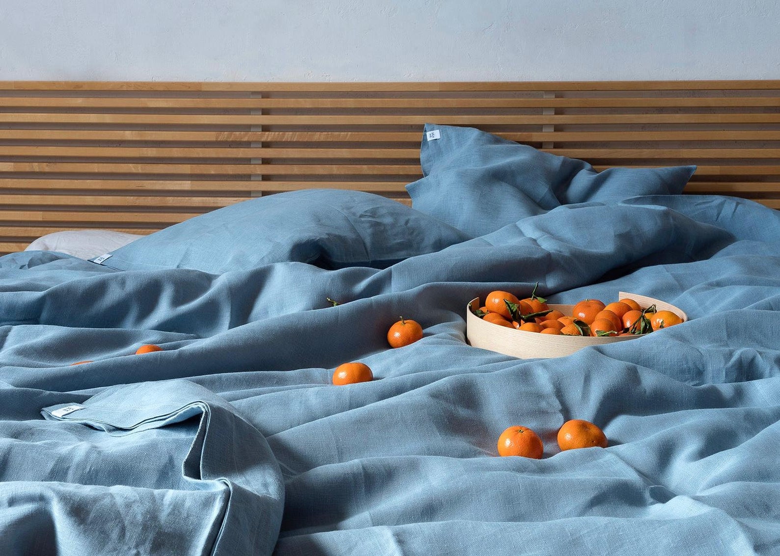 Teal Waves. 4-piece Linen Bedding Set. Linen Duvet Cover, 2 Pillowcases ...