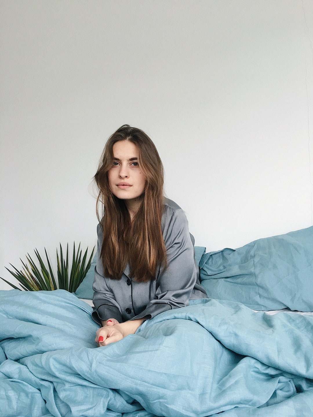 Teal Waves. Linen Bedding Set. Linen Duvet Cover Linen - Etsy