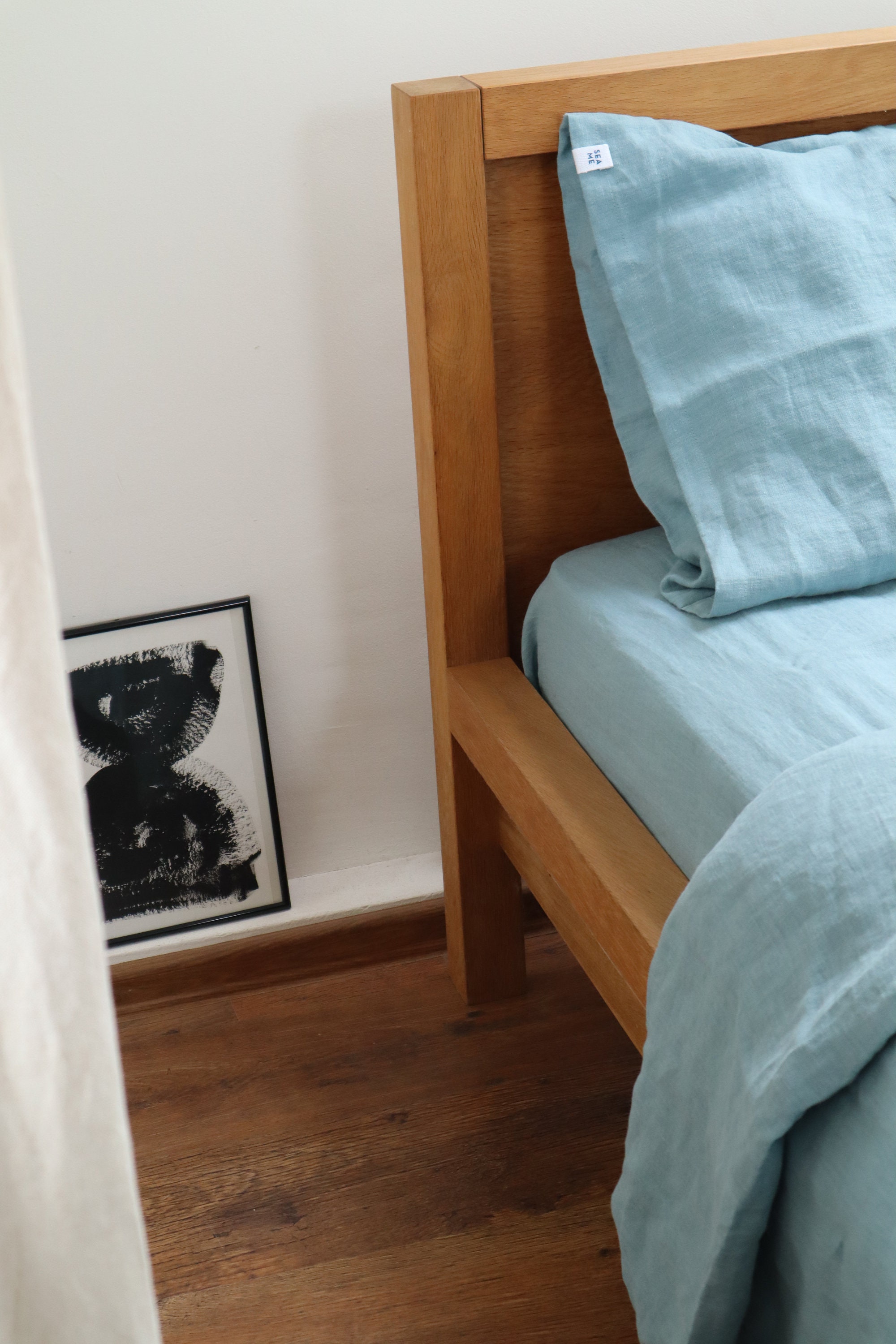 Teal Waves. 4-piece Linen Bedding Set. Linen Duvet Cover, 2 Pillowcases ...