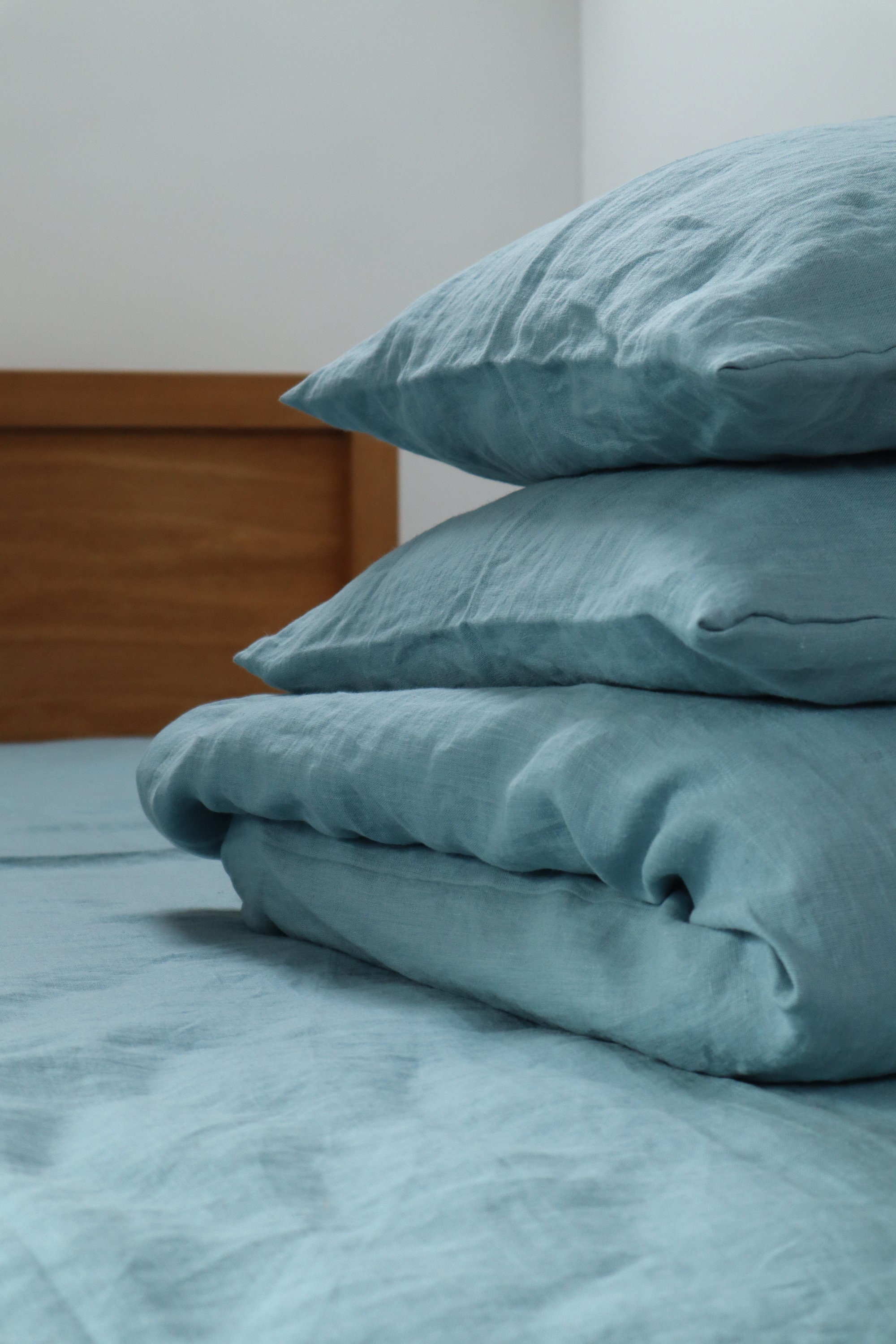 Teal Waves. 4-piece Linen Bedding Set. Linen Duvet Cover 2 - Etsy