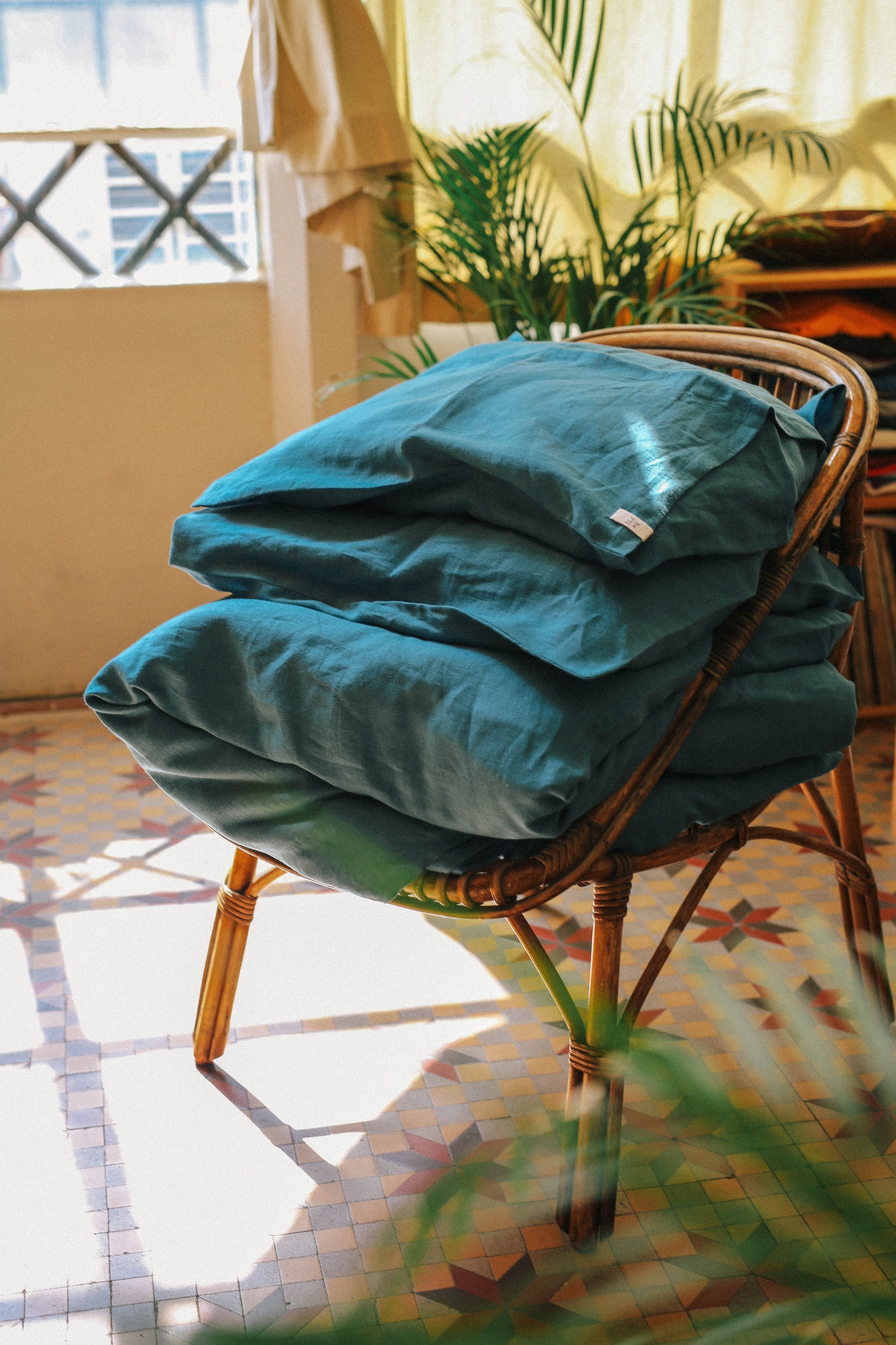 Teal Linen Bedding Set, Duvet Cover and Pillowcases, US/ European ...