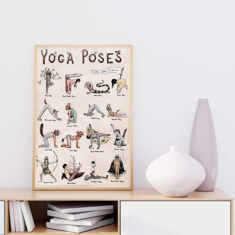 Vintage Yoga Poses Poster, Yoga Printable, Poster for Yoga Lovers, Yoga ...