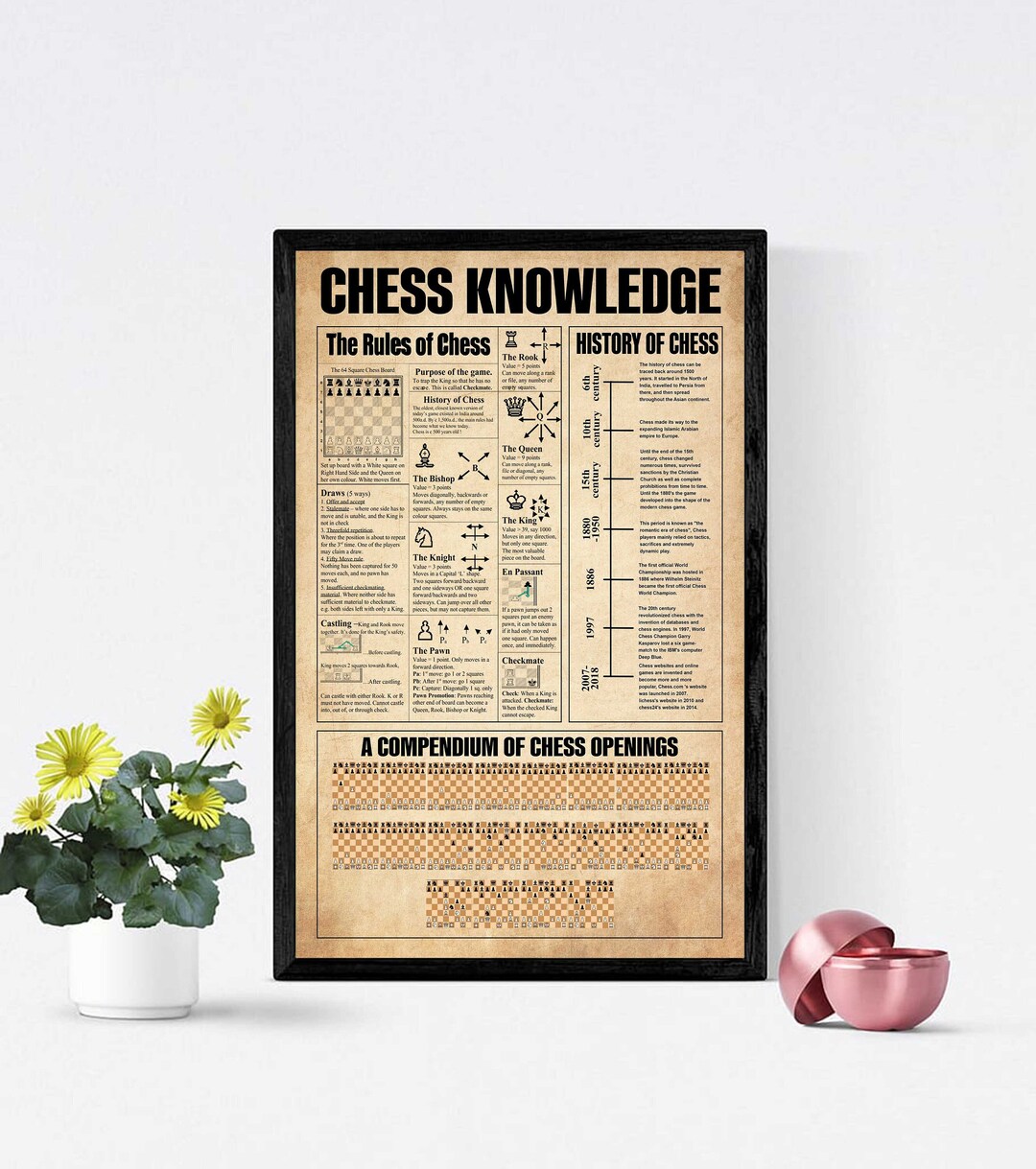 Chess Knowledge Poster, the Rules of Chess, History of Chess, Poster ...