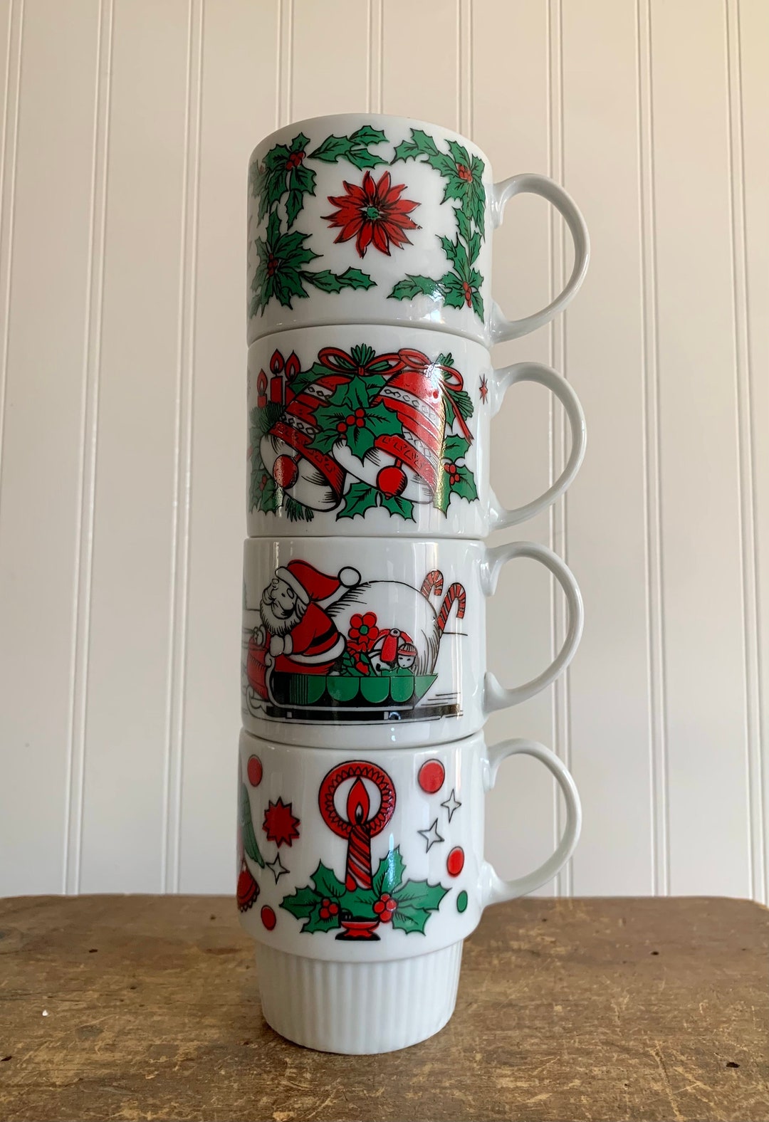 Vintage Japan Christmas Stacking Mugs-set of 4 - Etsy