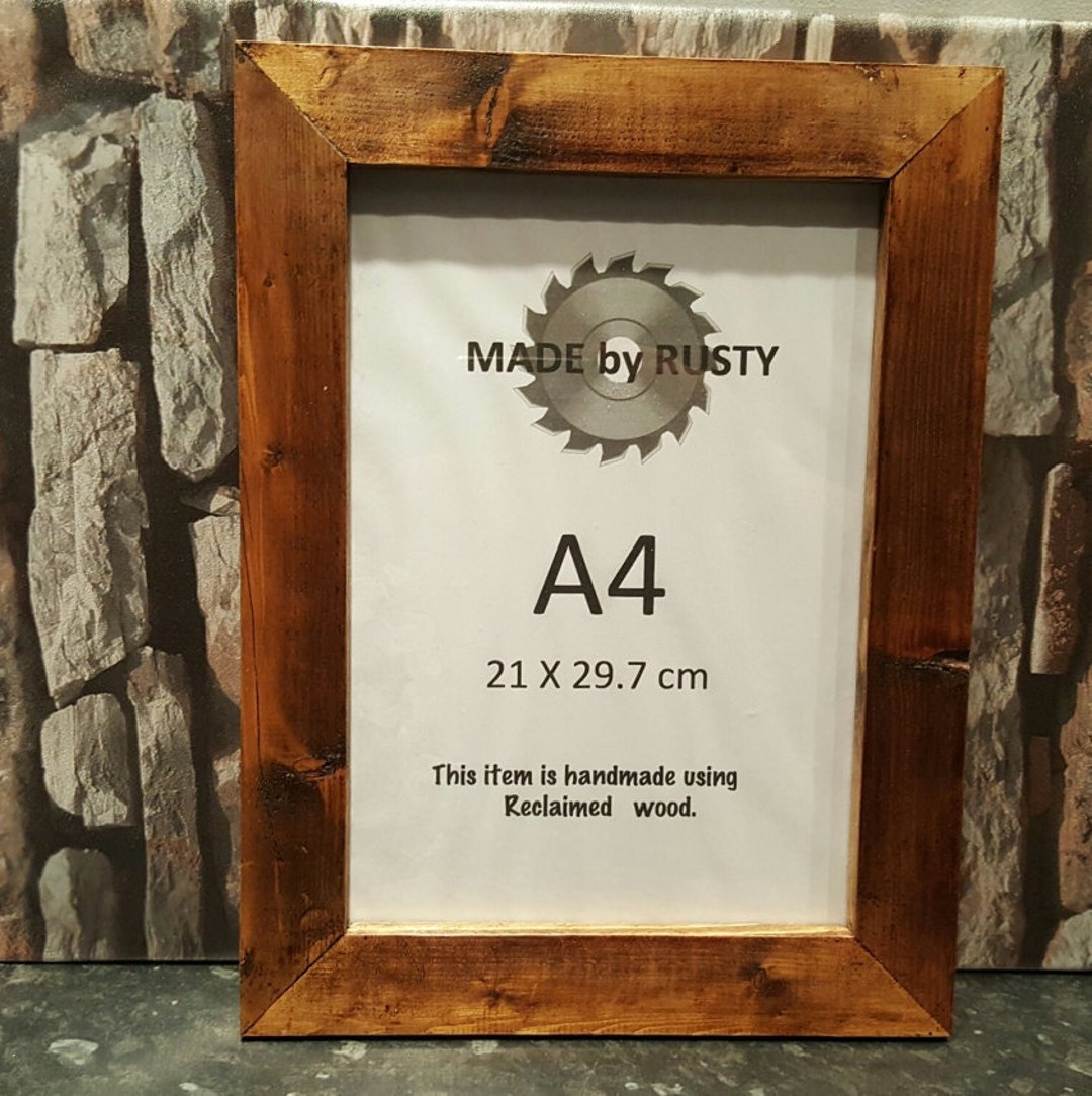 A4 Rustic Reclaimed Timber Picture Photo Frame Waxed With Dark Oak ...