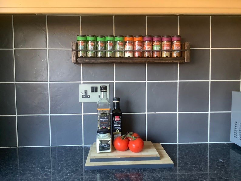 Reclaimed Wood Spice Rack / Herb Rack Rustic Look With Rebar - Etsy UK