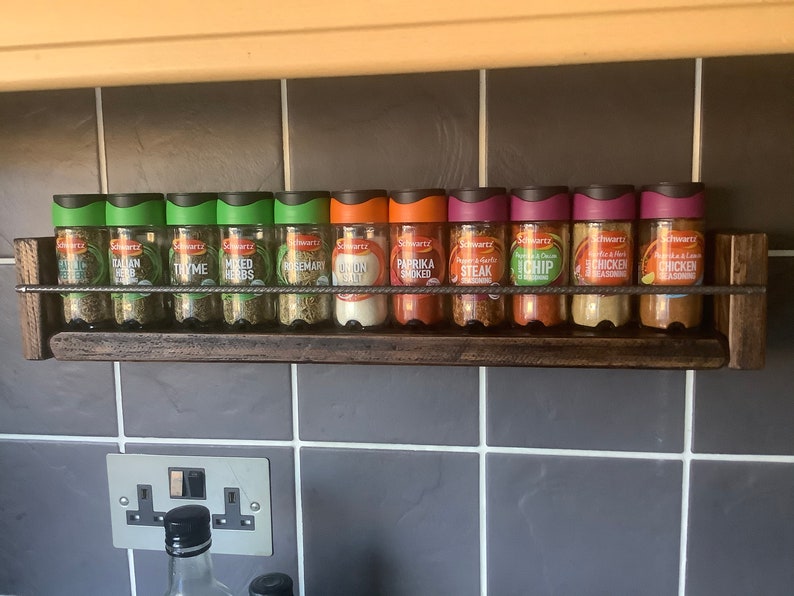 Reclaimed Wood Spice Rack / Herb Rack Rustic Look With Rebar - Etsy UK