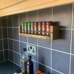 Reclaimed Wood Spice Rack / Herb Rack Rustic Look With Rebar | Etsy UK
