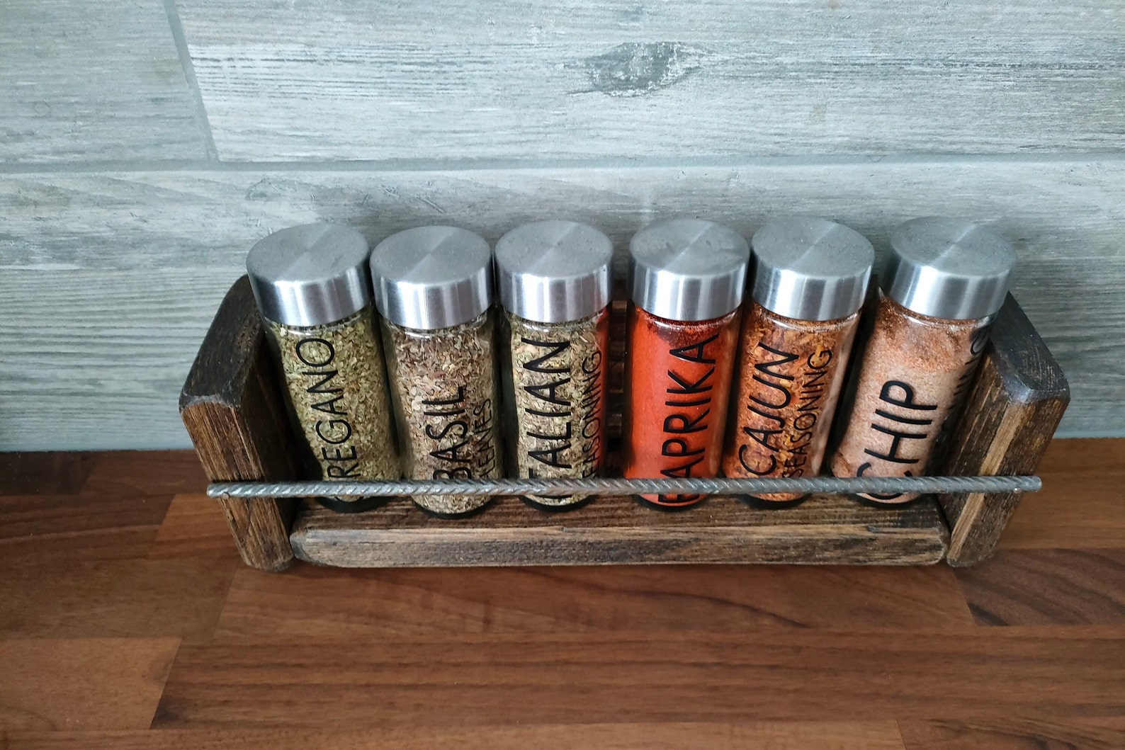 Reclaimed Wood Spice Rack / Herb Rack Rustic Look With Rebar - Etsy UK