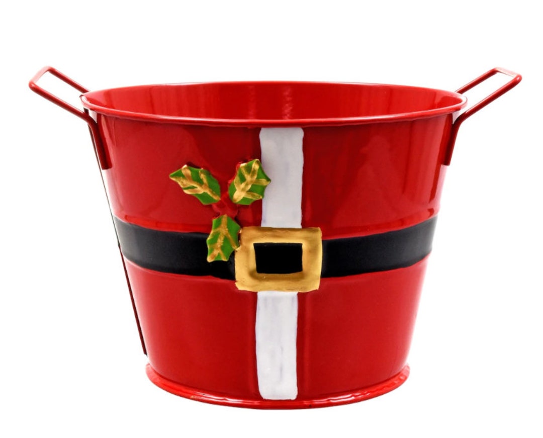 2 Pack Mini Metal Holiday Christmas Santa Buckets Tins With Handles - Etsy