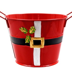 2 Pack Mini Metal Holiday Christmas Santa Buckets Tins With Handles - Etsy