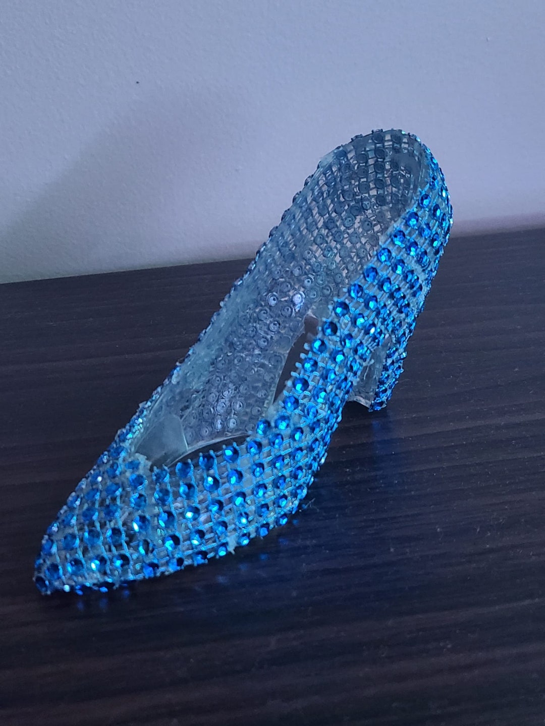 Cinderella Handmade ROYAL BLUE Plastic Slipper Rhinestone Princess ...