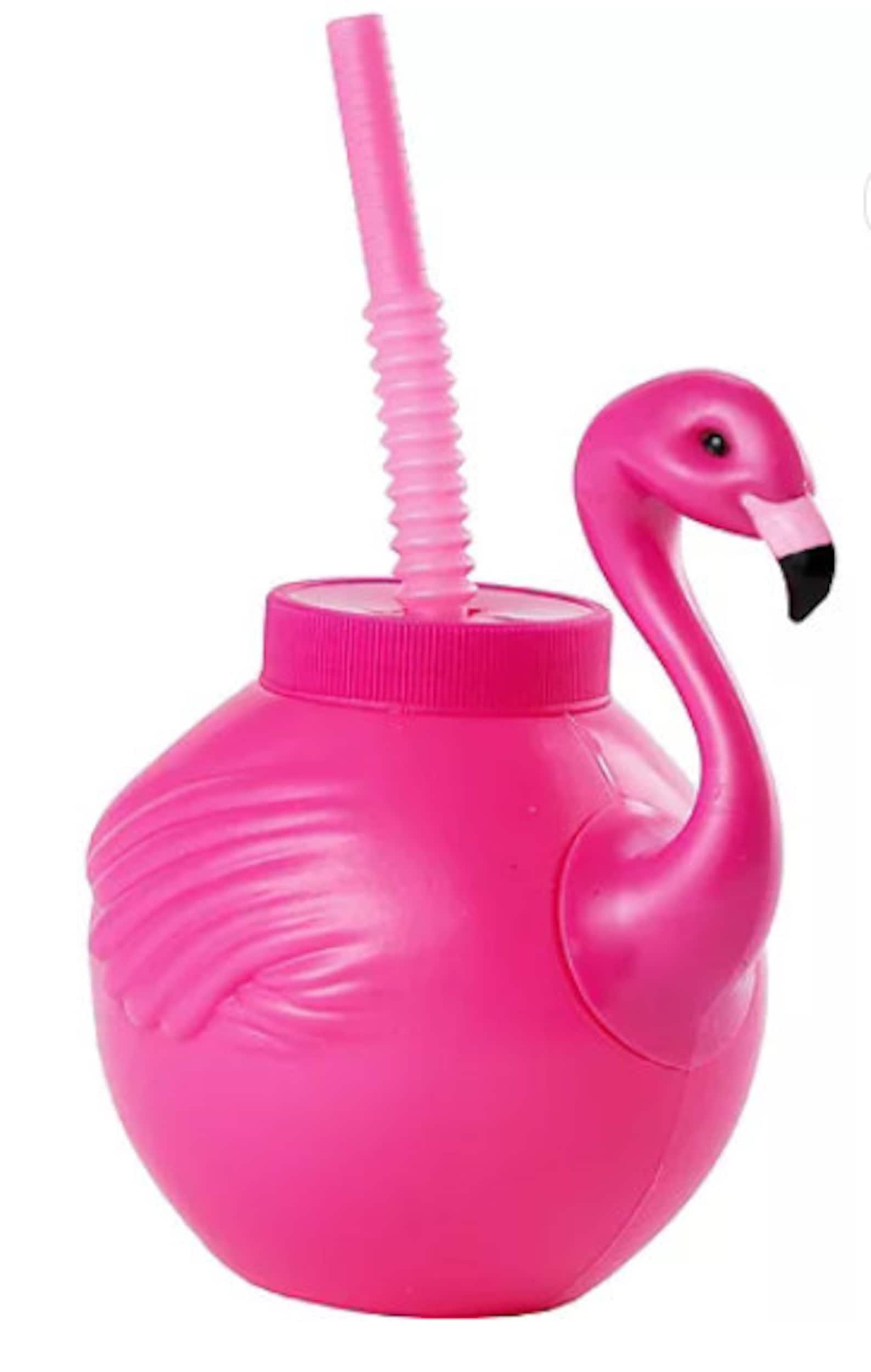 6 Pack 16oz Vibrant Pink Flamingo Cup With Straw Kids Birthday Beach ...
