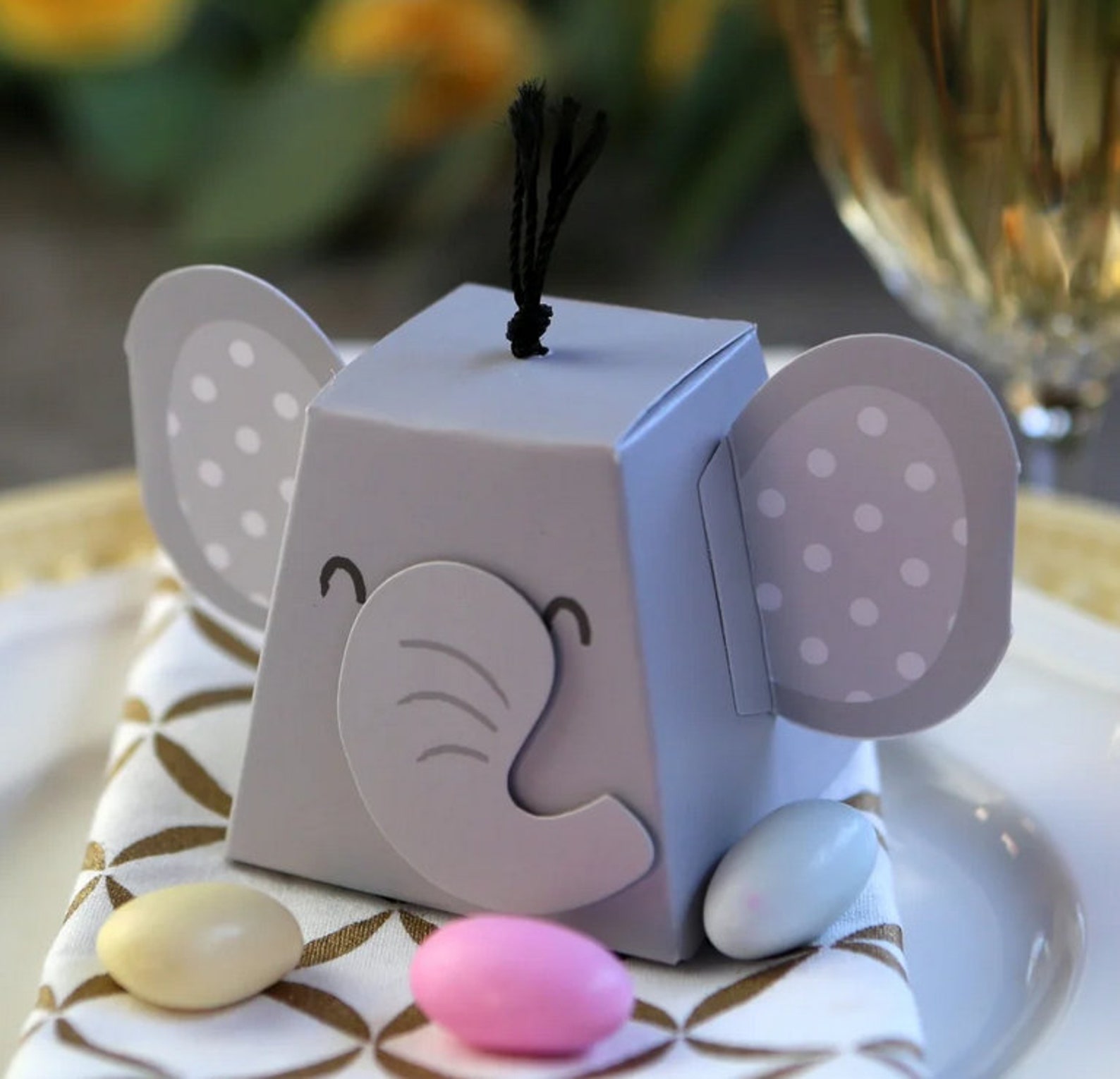 6 Pack Adorable Elephant Party Favor Box Candy Holder Weddings, Animal ...