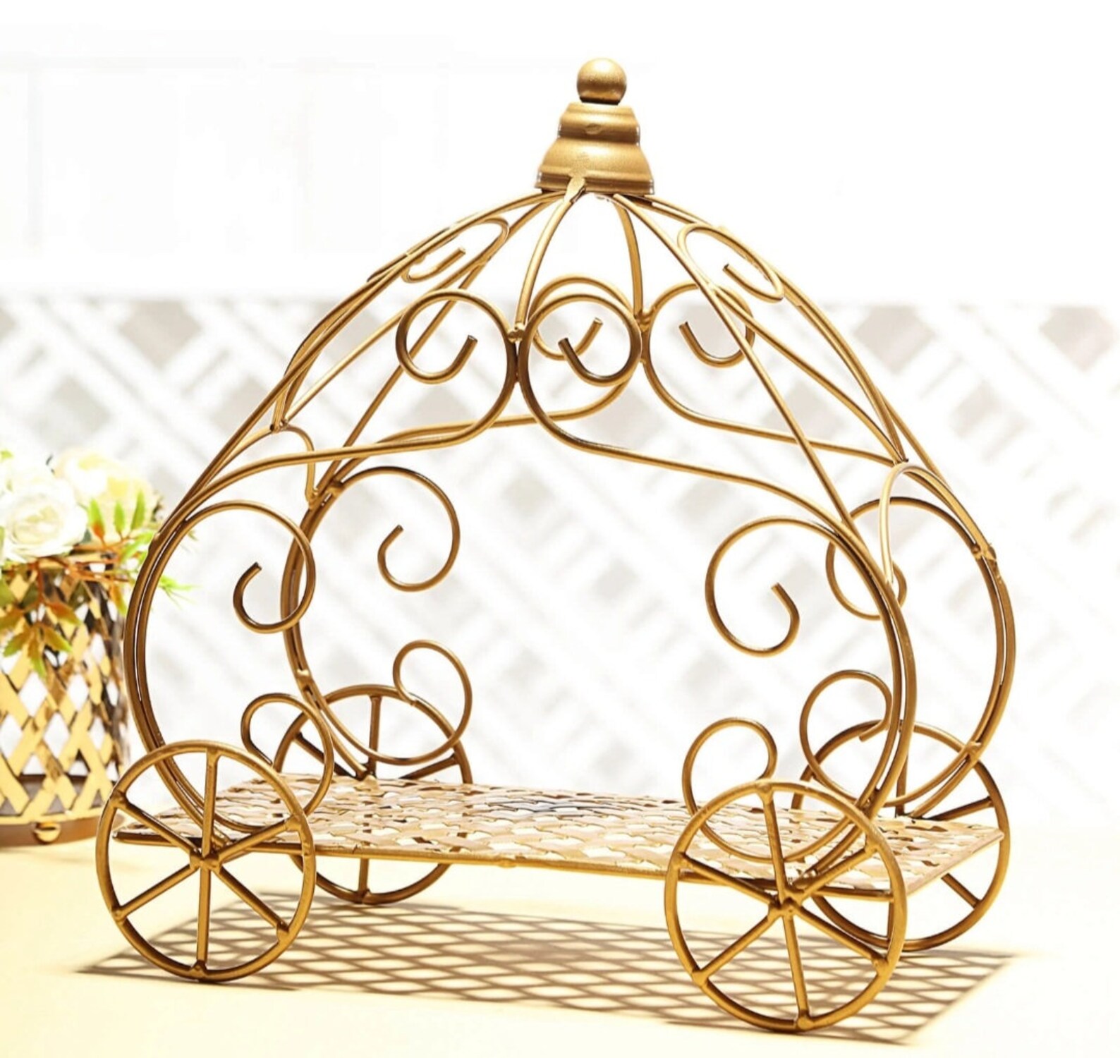 Gold Metal Princess Cinderella Pumpkin Carriage Centerpiece Party Favor ...