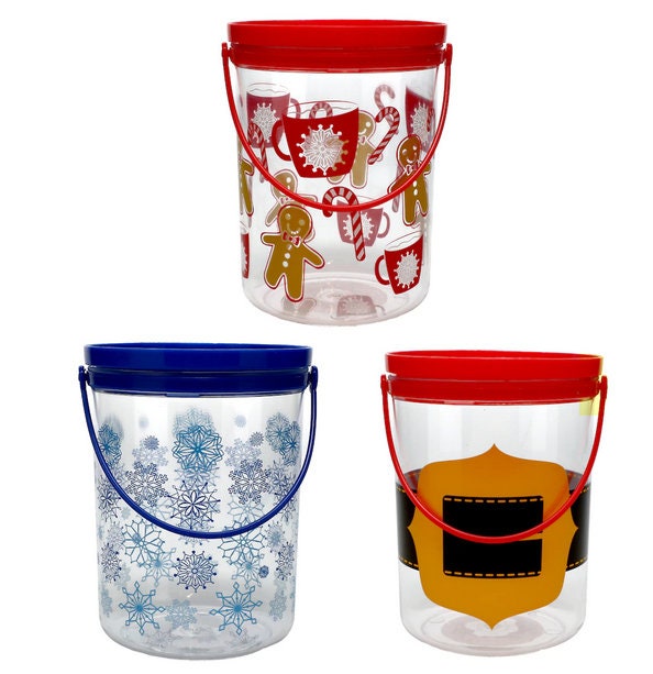 Assorted 6 Pack Christmas Buckets With Handles Holiday Party, Christmas ...