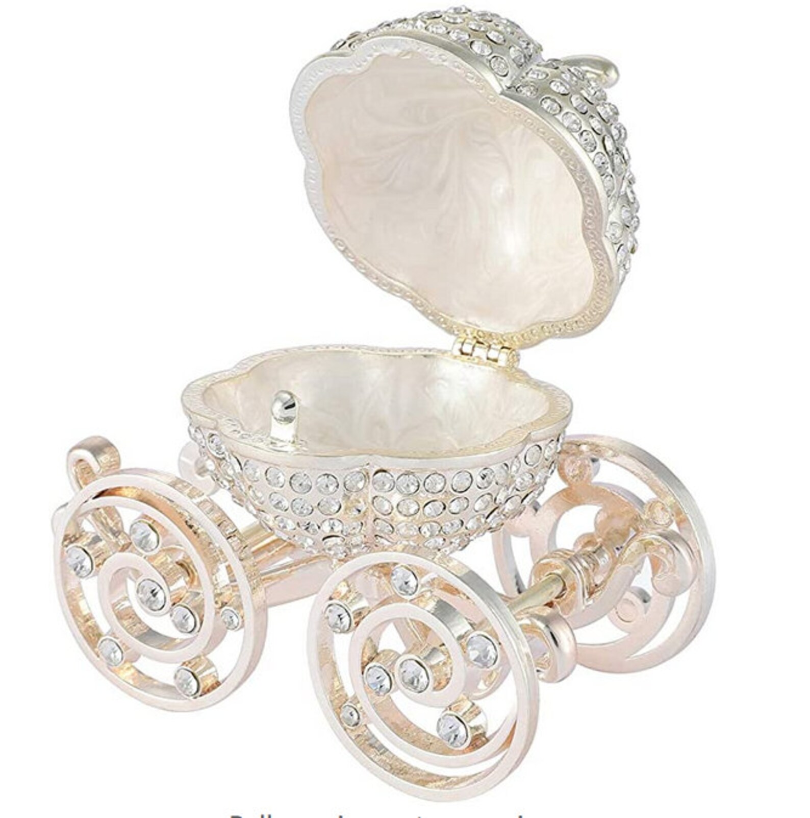Stunning Cinderella Rhinestone Pumpkin Carriage Enameled Hinged Trinket ...