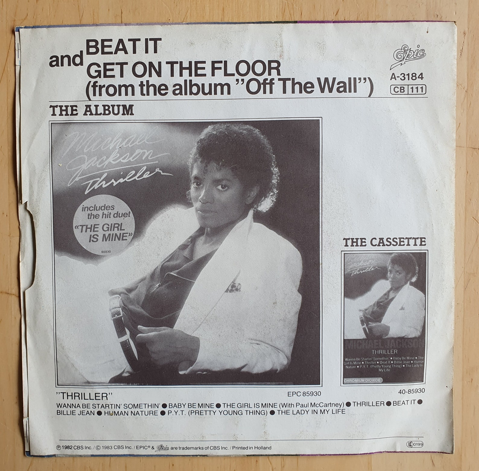 Michael Jackson Beat It Vinyl Single, 1982, Dutch Pressing - Etsy