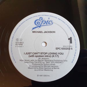 Michael Jackson I Just Can't Stop Loving You Maxi Single 12', 1987 ...