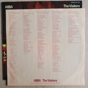 Abba Album the Visitors, 1981, Excellent, German Pressing - Etsy
