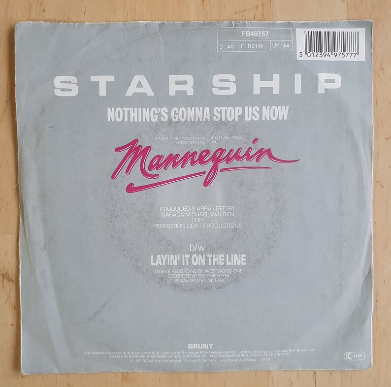 Starship Vinyl Single, Nothing's Gonna Stop Us Now soundtrack Mannequin ...