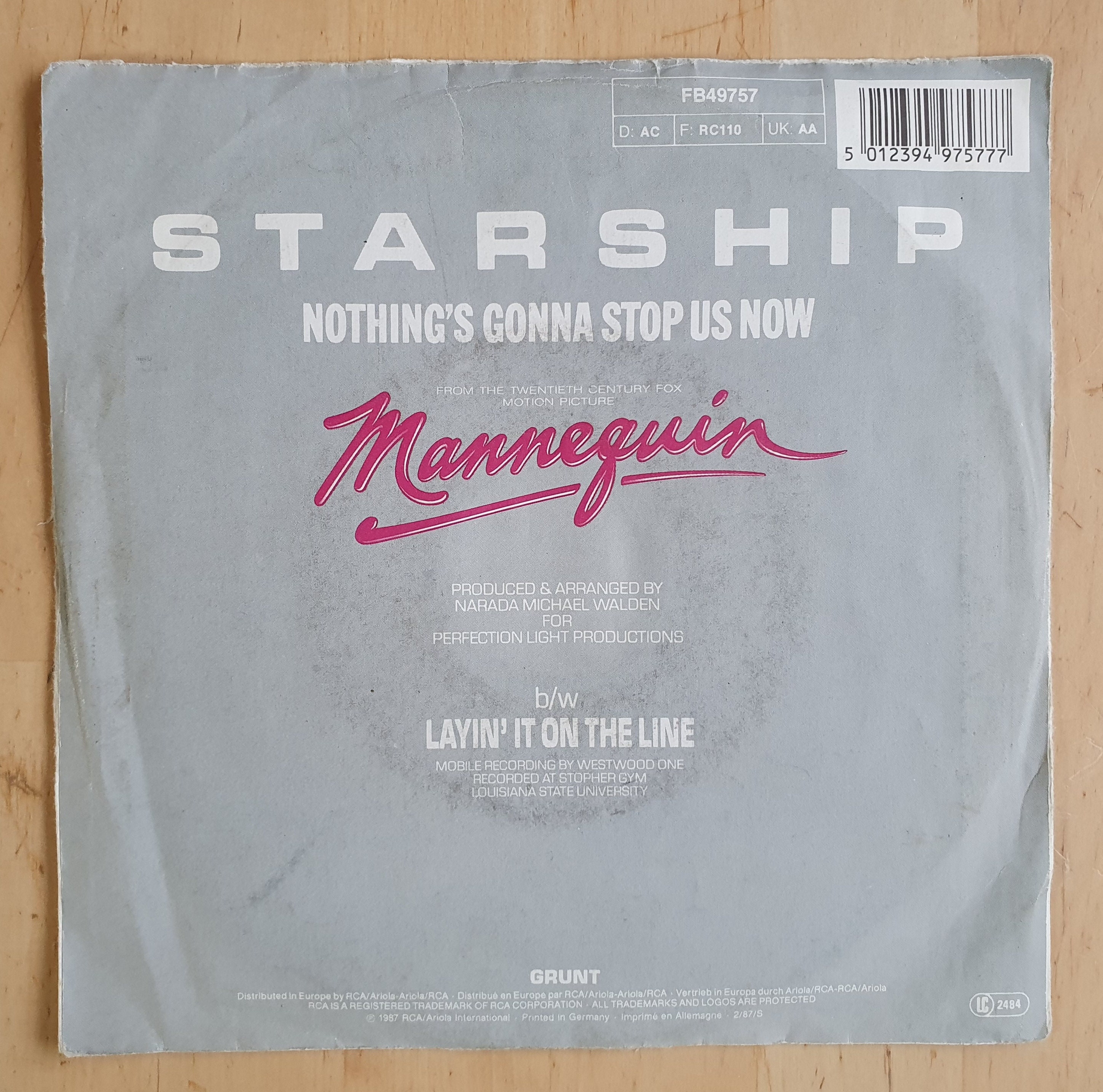 Starship Vinyl Single, Nothing's Gonna Stop Us Now soundtrack Mannequin ...