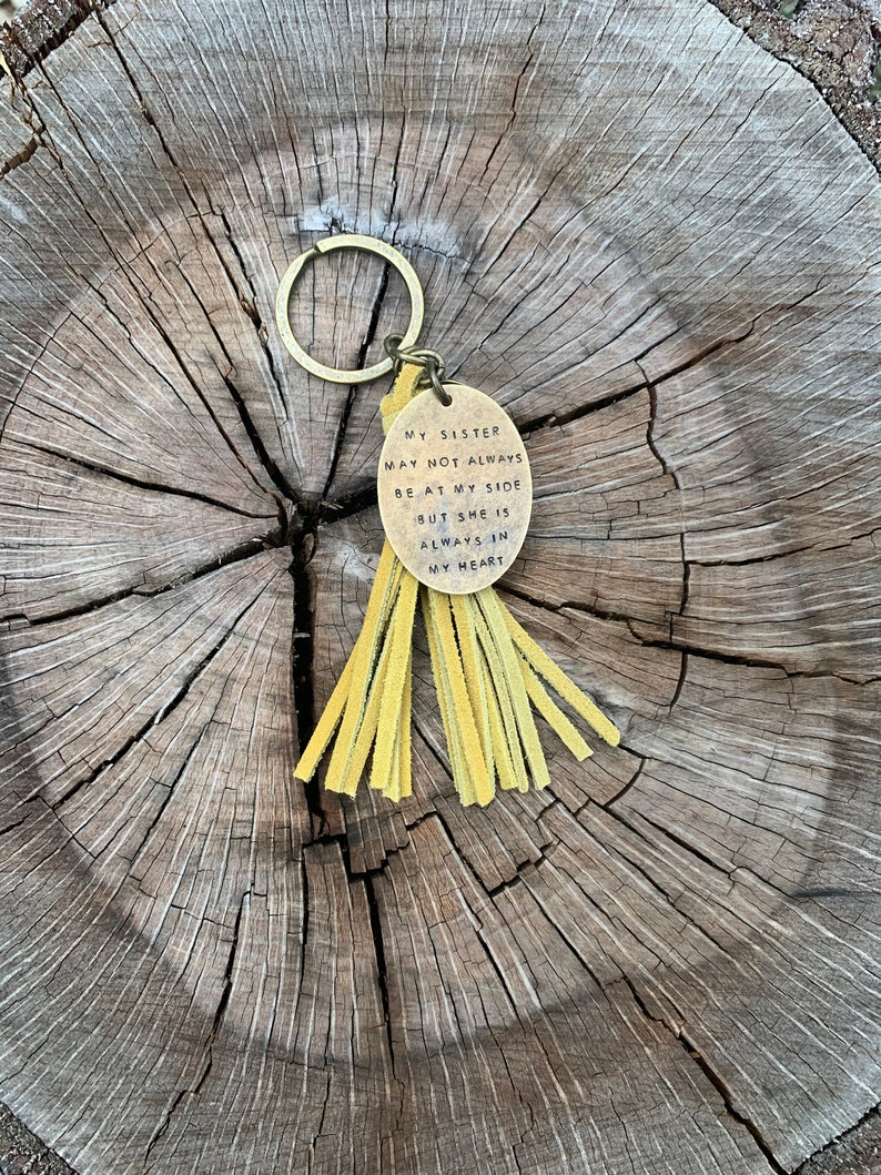 Personalized Hand Stamped Keychain With Leather Tassel - Etsy