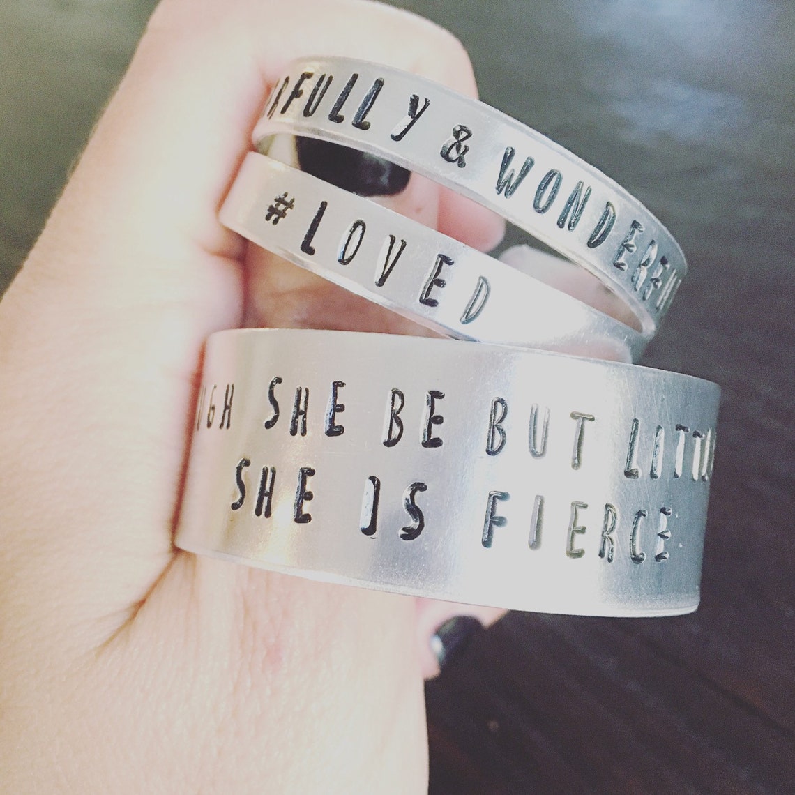 Baby/child Hand Stamped Aluminum Cuff Bracelets - Etsy