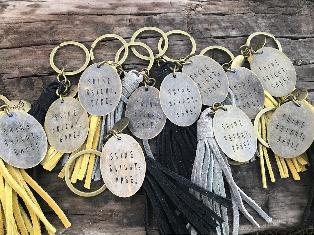 Personalized, Hand Stamped Keychain With Leather Tassel - Etsy