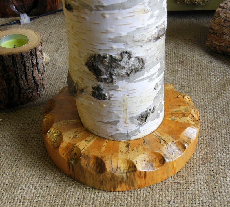 TABLE LAMP Hand Crafted Silver Birch Wood Tree Log Bark Rustic | Etsy