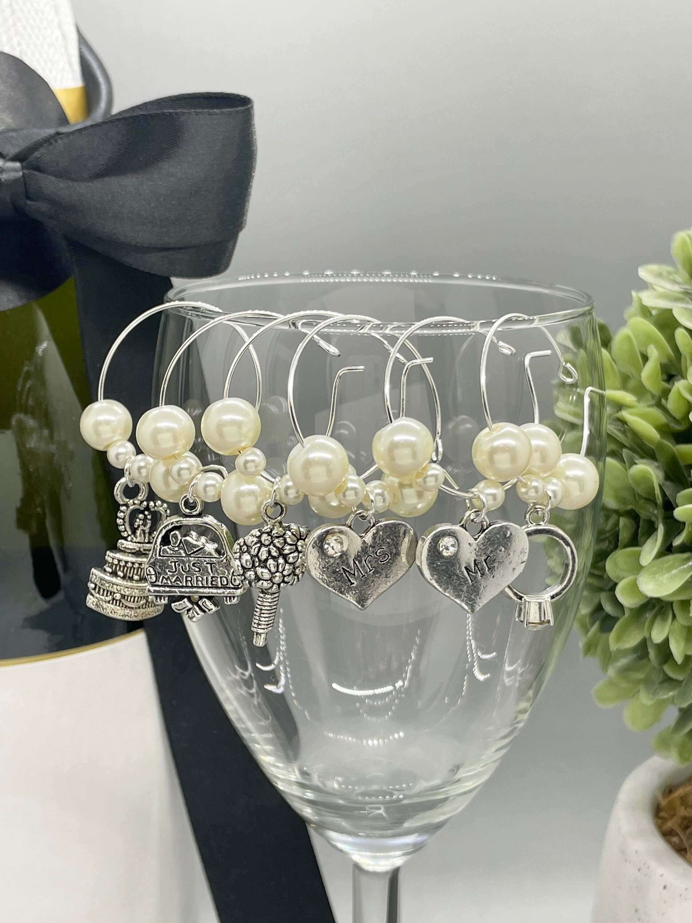 Wedding Wine Glass Charms: Bridal Party Stem Markers, Set of 6 - Etsy