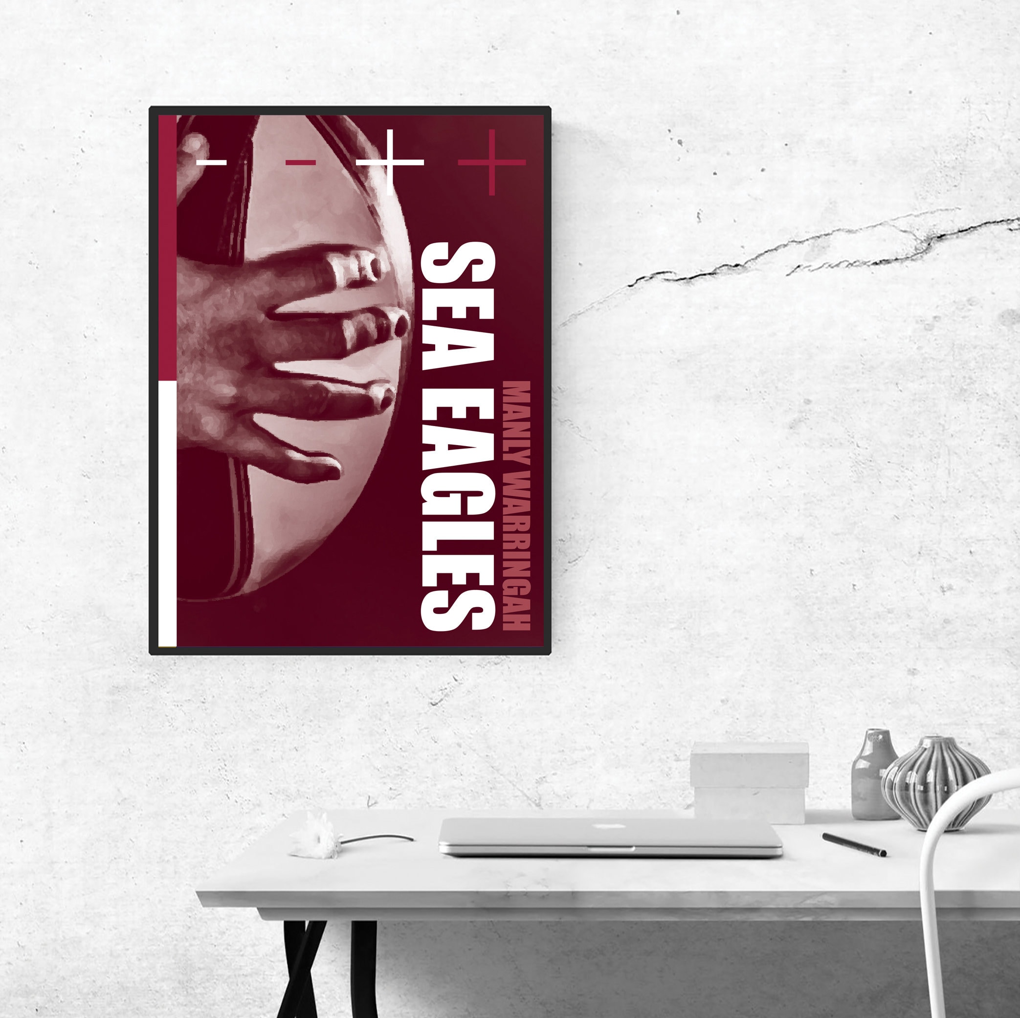 Manly Warringah, Manly, Manly print, Rugby, NRL, Rugby print, Sea ...