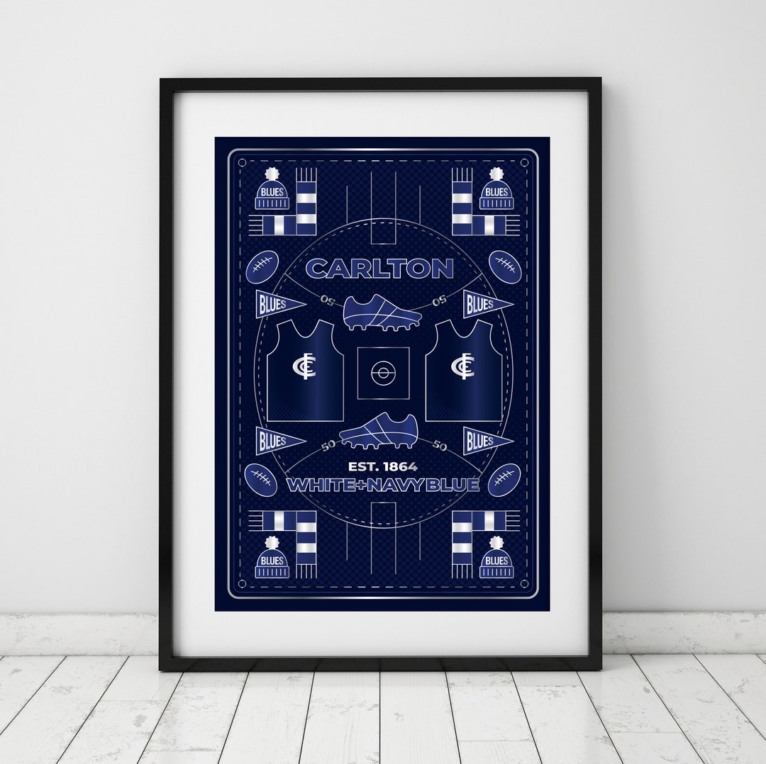 Deluxe Carlton Football Art Footy Art Footy Print Carlton - Etsy