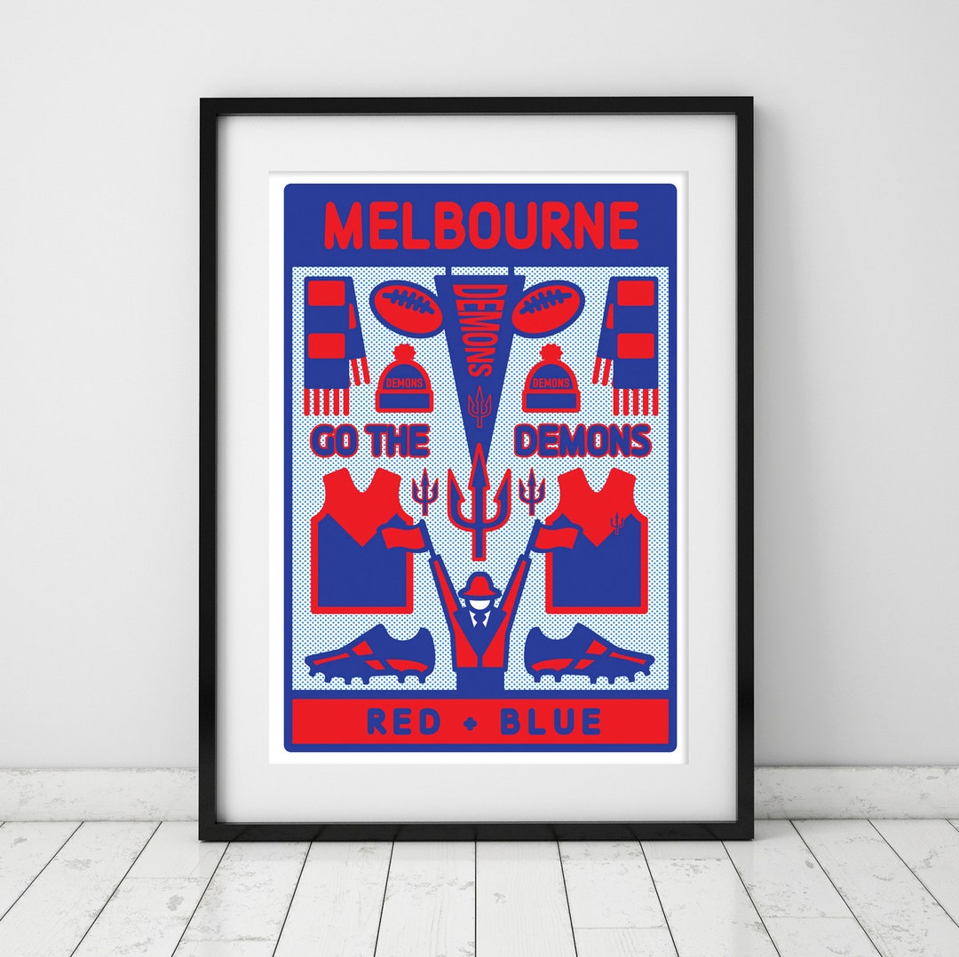 Retro, Melbourne, Demons, Football Art, Footy Art, Footy Print, Aussie ...
