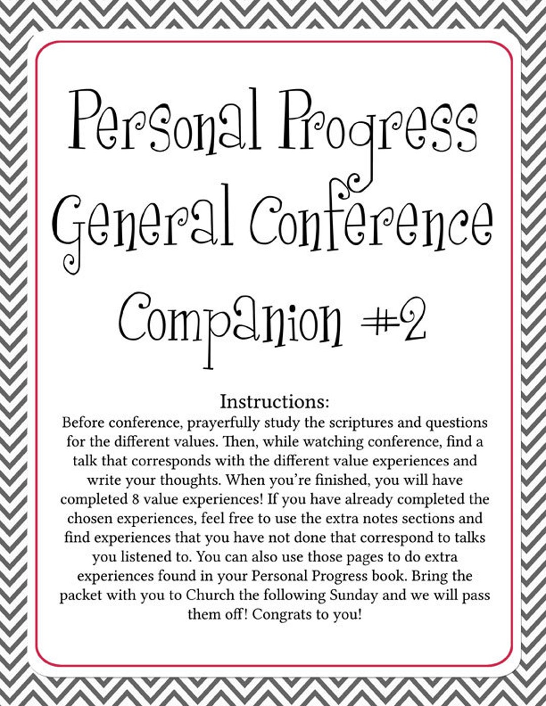 YW Personal Progress Packet 2 With Bonus Bingo Cards - Etsy Canada