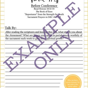 YW Personal Progress General Conference Packet #1 - Etsy
