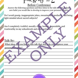 YW Personal Progress General Conference Packet #1 - Etsy