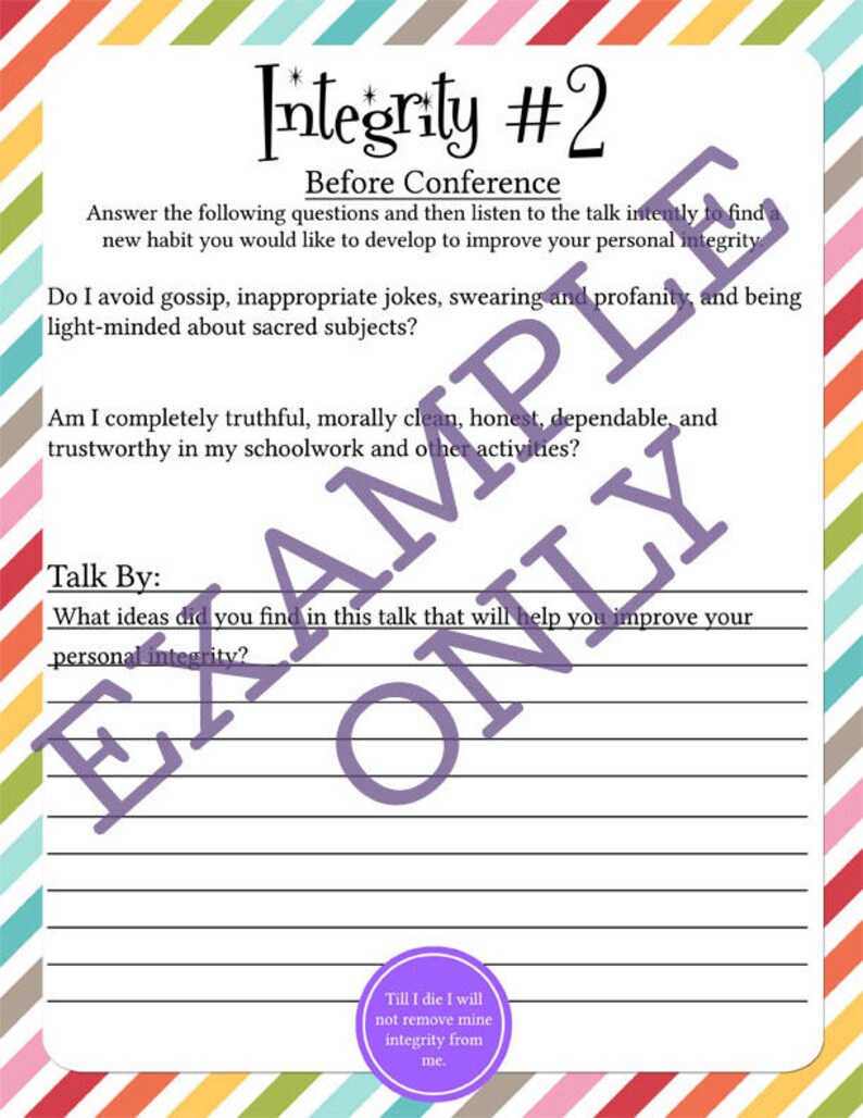 YW Personal Progress General Conference Packet #1 - Etsy