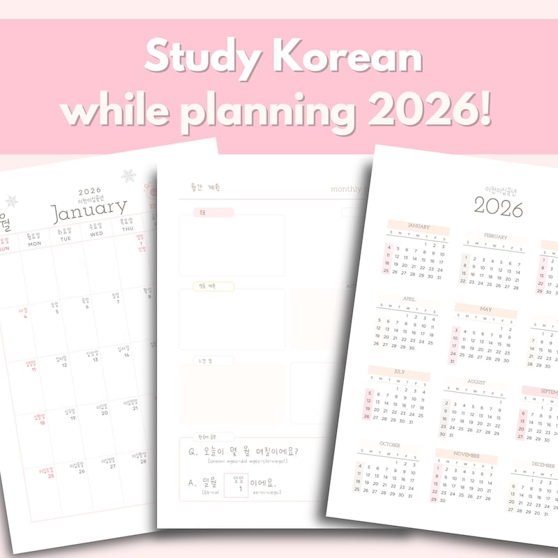 Korean 2026 Weekly Planner - Etsy